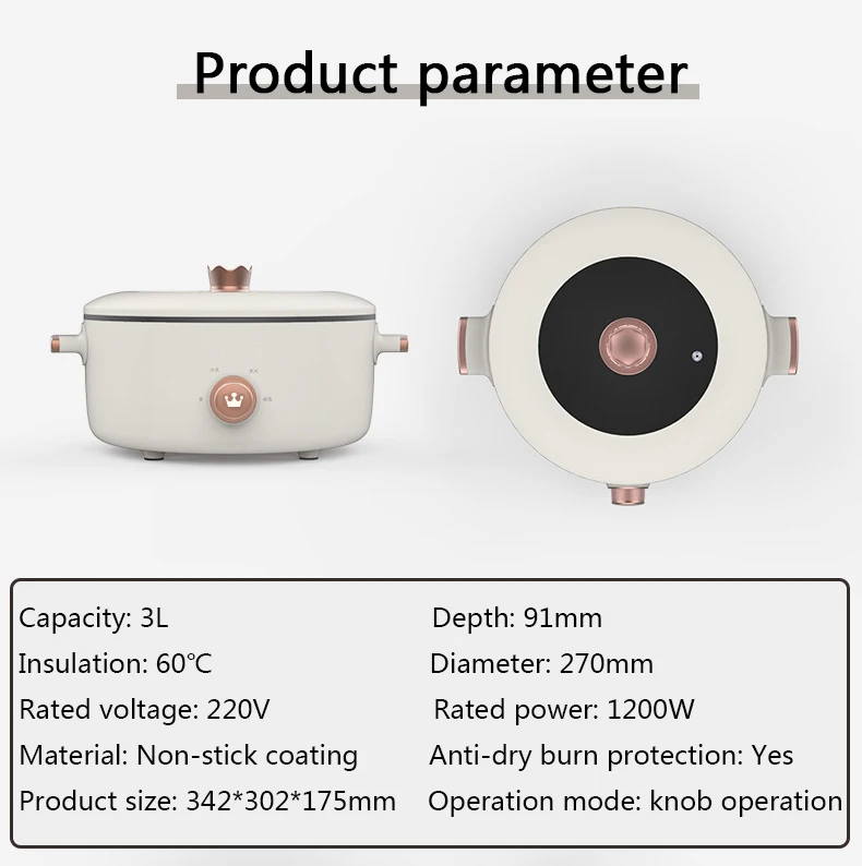 DMWD 3L Multifunction Electric Cooker Mini Skillet Non-stick Food ...
