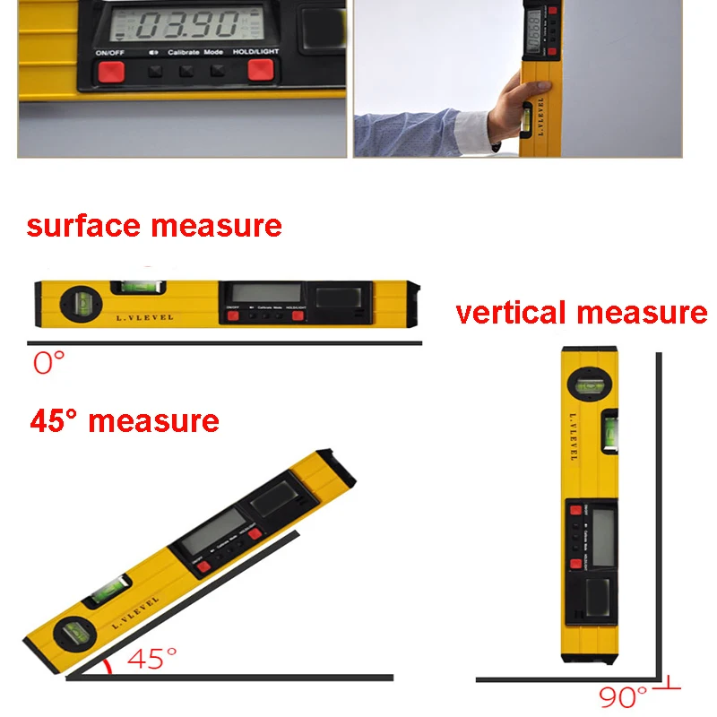 Spirit Level 600mm Digital Laser Level Ruler Angle Gauge Finder ...