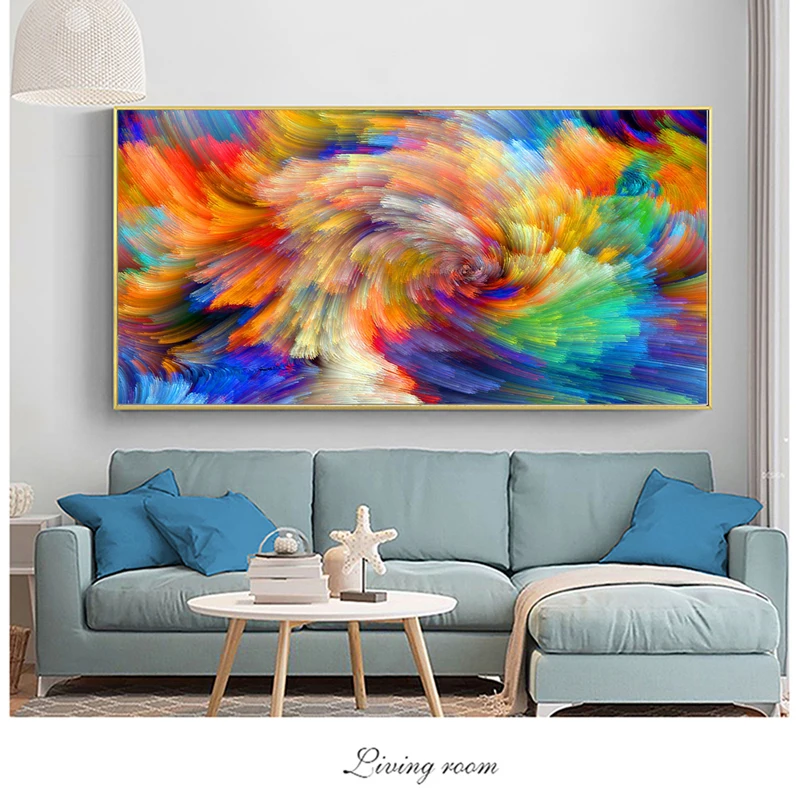 SELFLESSLY Regenbogen Farbe Splash Ölgemälde auf Leinwand Wand Bilder für Wohnzimmer Poster und ...