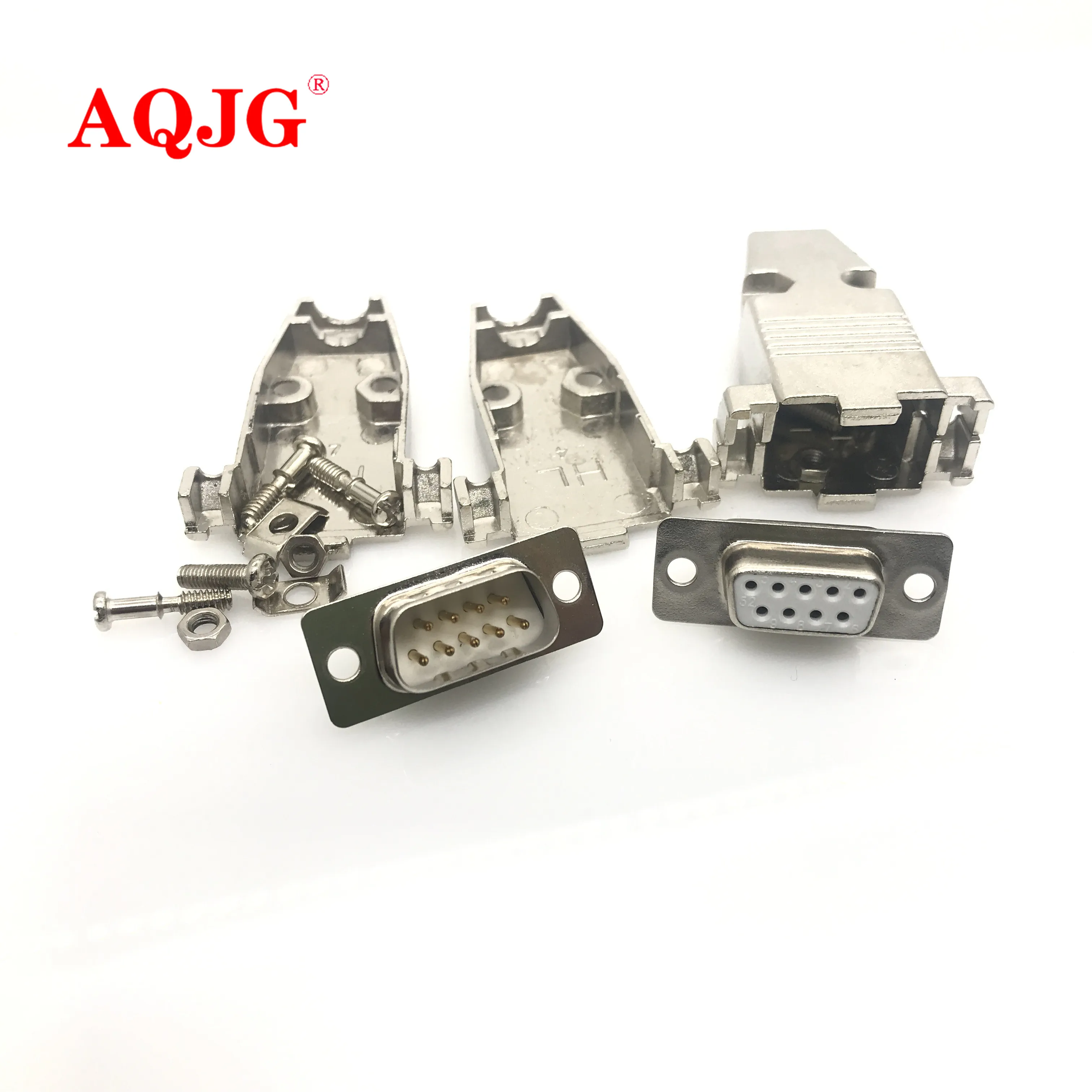 Concha de Metal DB9 macho/fêmea de porta serial RS232 COM/VGA DB9 shell ...