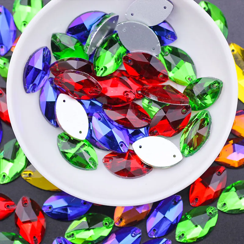 Rhinestones-for-needlework-Navette-flat-back-sew-on-crystal-rhinestones ...