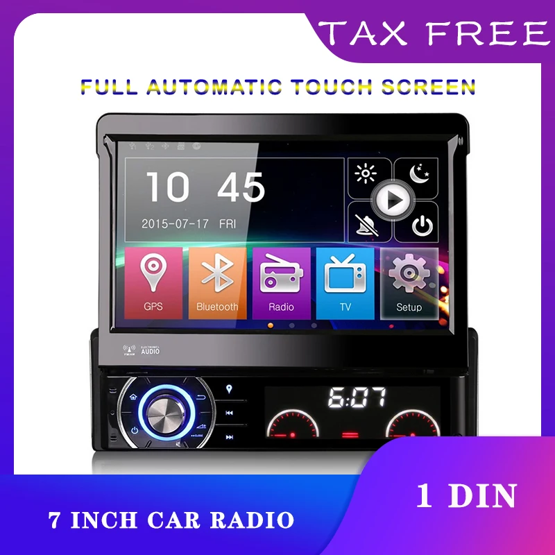 Android Car Radio Retractable MP3 1 Din 7" Car Multimedia Player with ...