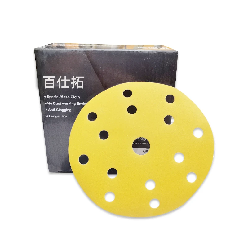 6Inch-15-17Hole-Sandpaper-Round-Shape-Sanding-Discs-Hook-Loop-Sanding ...
