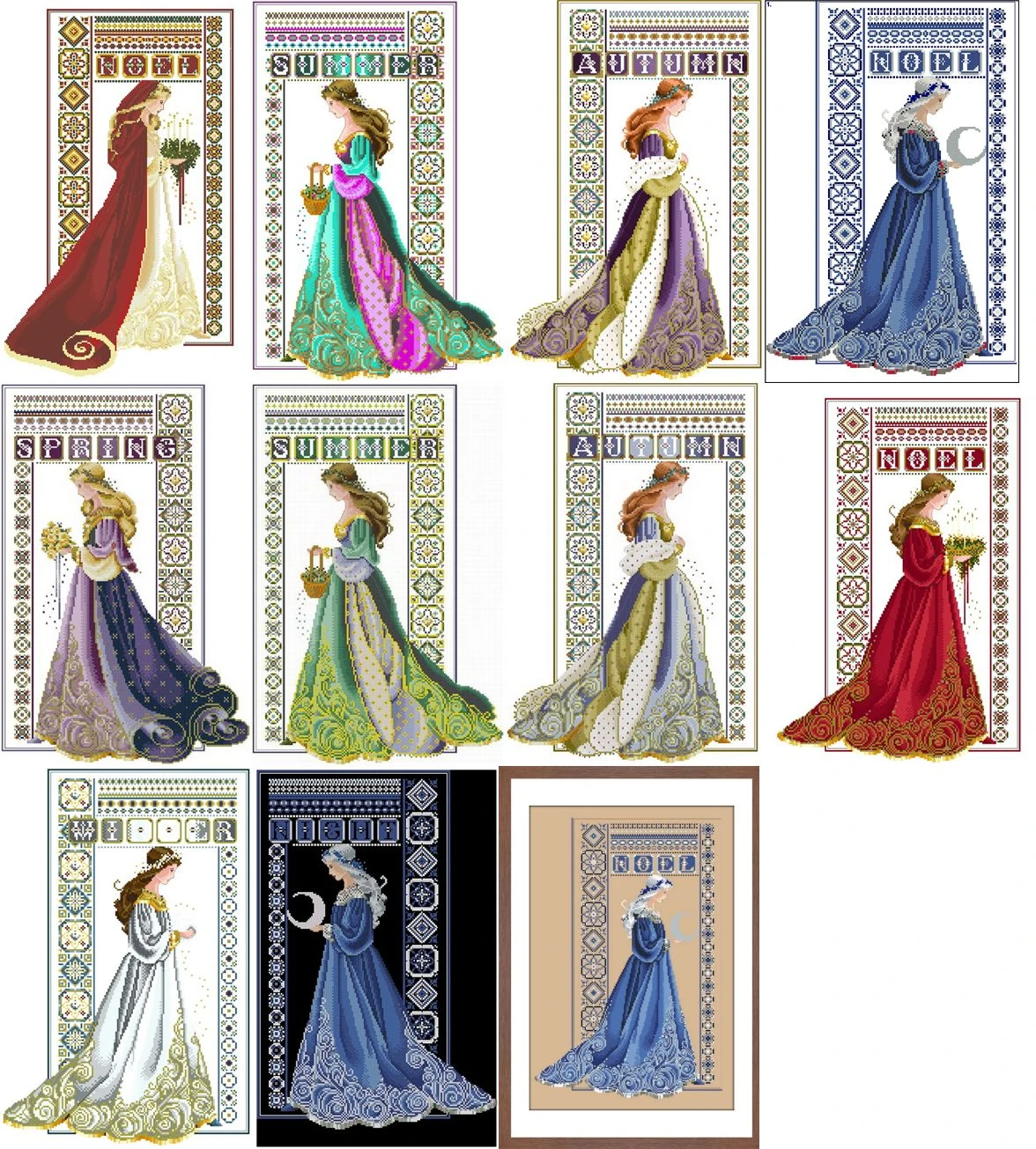 Seven Seasons Beautiful Lady Counted Cross Stitch 14ct Handmade Cross ...