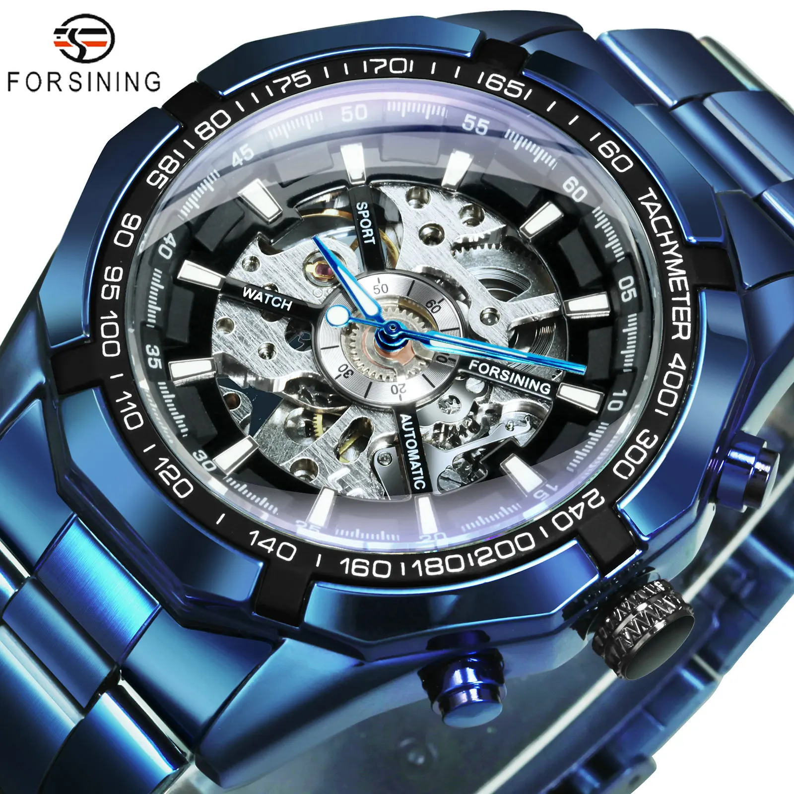 Forsining Fashion Blue Automatic Men Mechanical Wristwatches Military ...