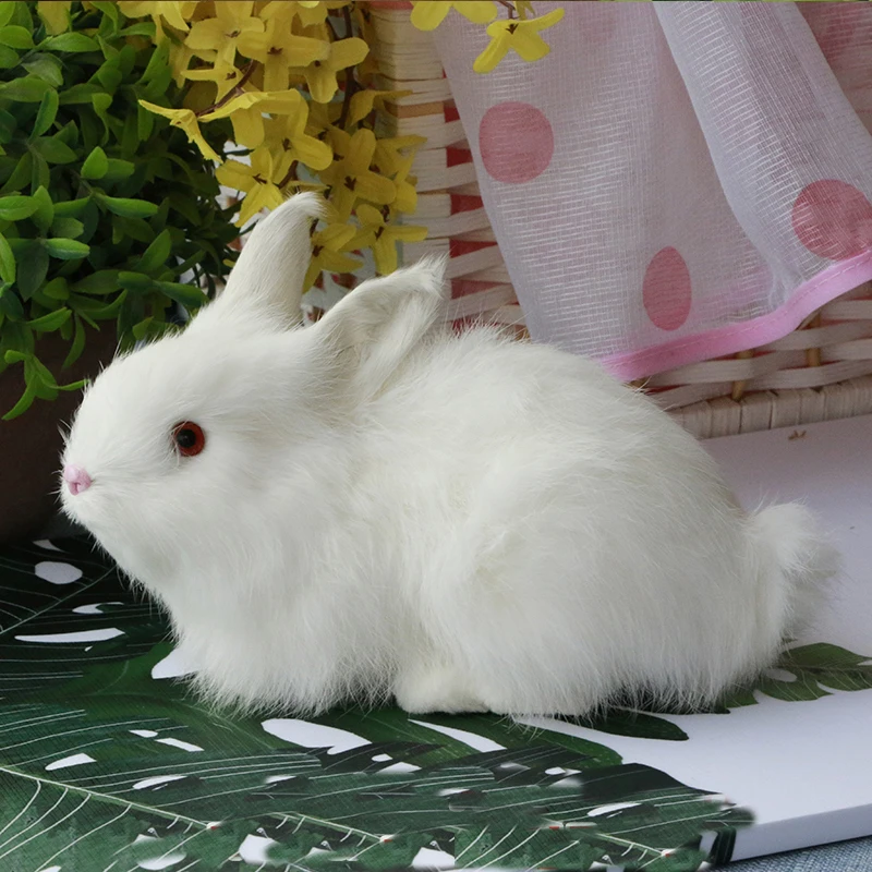 1pc Cute Rabbits Plush Toys Fur Lifelike Animal Easter Bunny Simulation ...