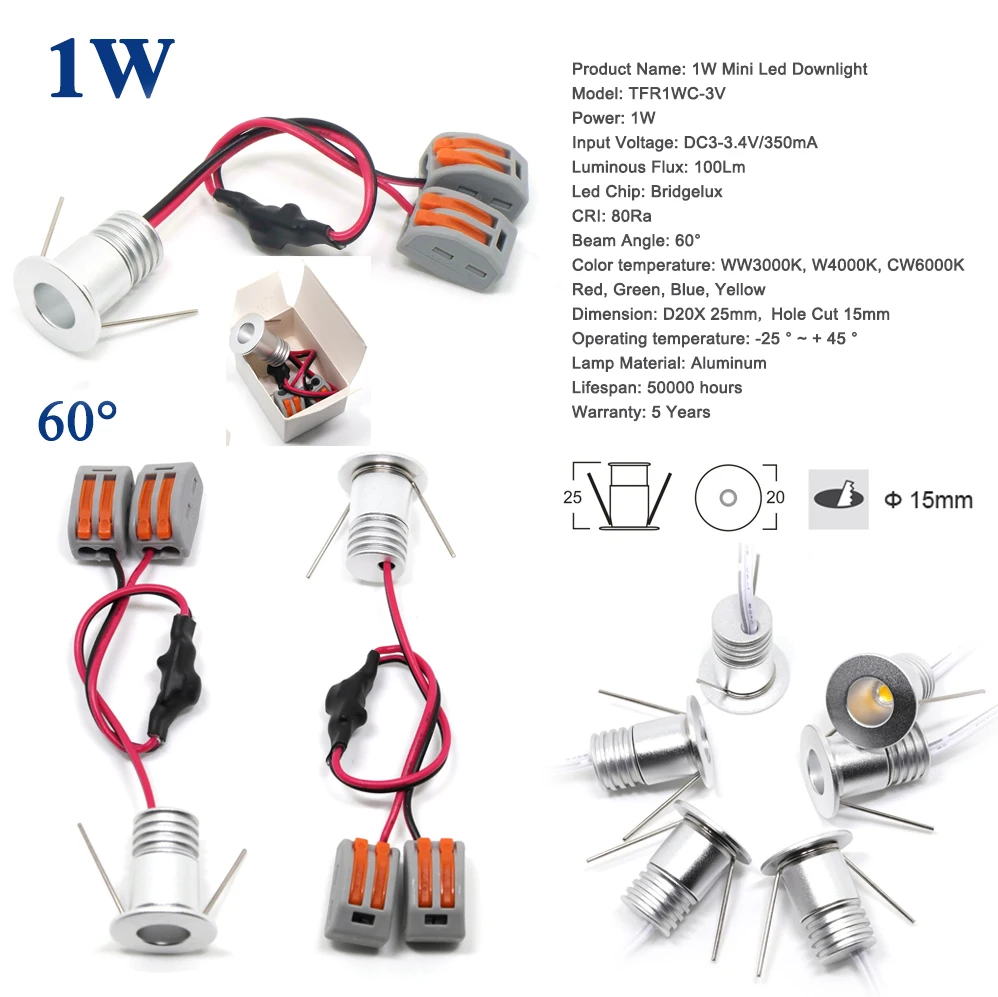 Small LED Spotlight 9PCS 12V 1W Recessed Celling Light For Kitchen ...