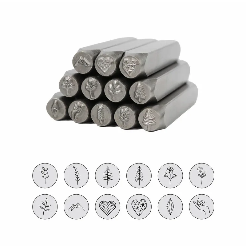 12Pcs-Metal-Stamping-Punch-Tool-Plants-Flower-Design-DIY-Vegetable ...