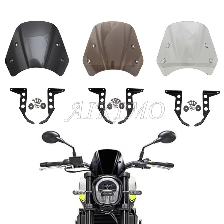 Motorcycle Windshield Windscreen Wind Deflector with Stents Fit for ...