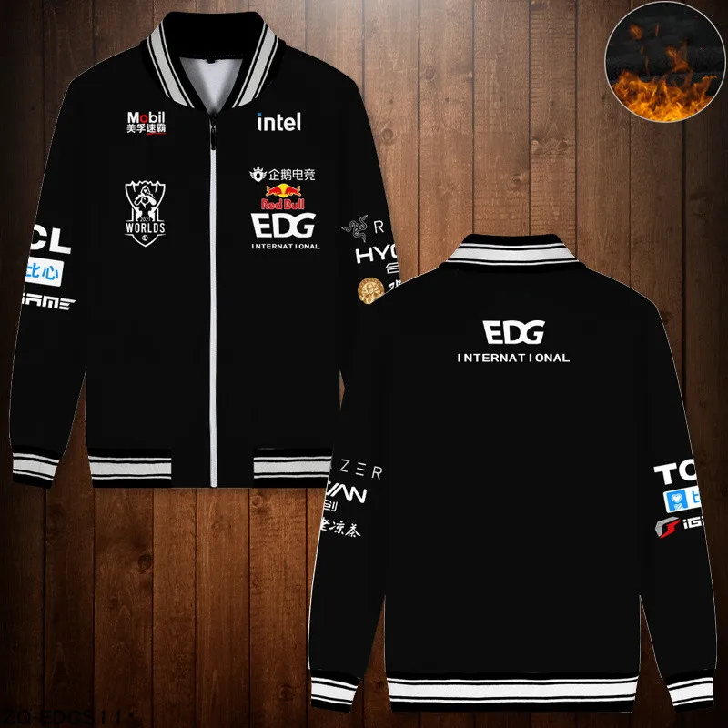 EDG Team Game Winter Uniforms Men's Fleece Baseball Jacket Game LOL S11 ...