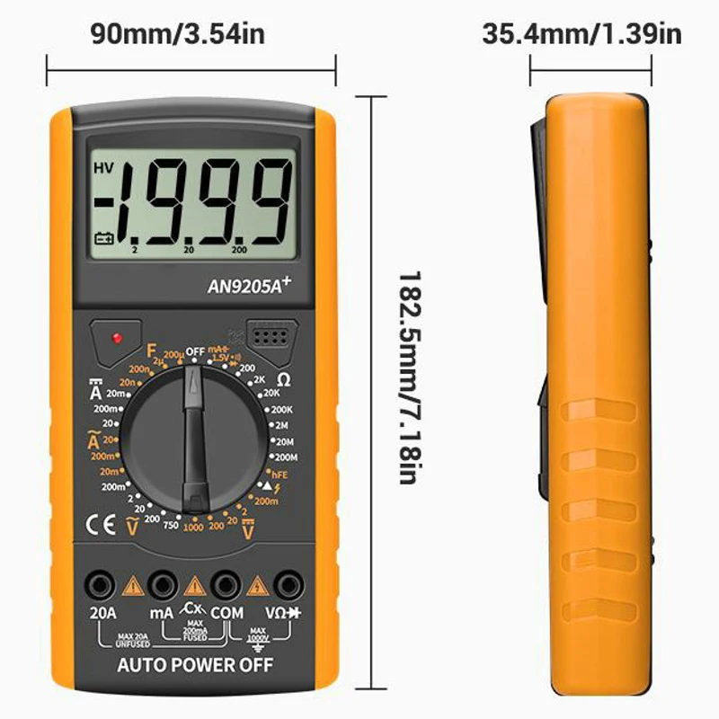 Handheld Digital Multimeter AC DC Professional Transistor Tester Meter ...