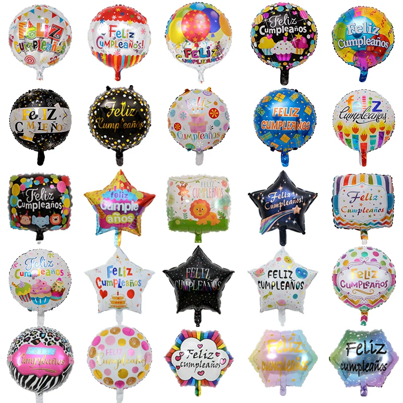 10pcs 18inch New Spanish balloons Feliz cumpleaños balloons globo happy ...