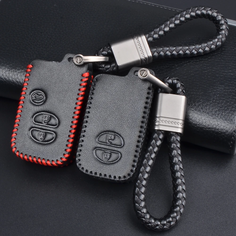 Leather Car Key Case Cover For Toyota Land Cruiser Prado 150 Camry ...