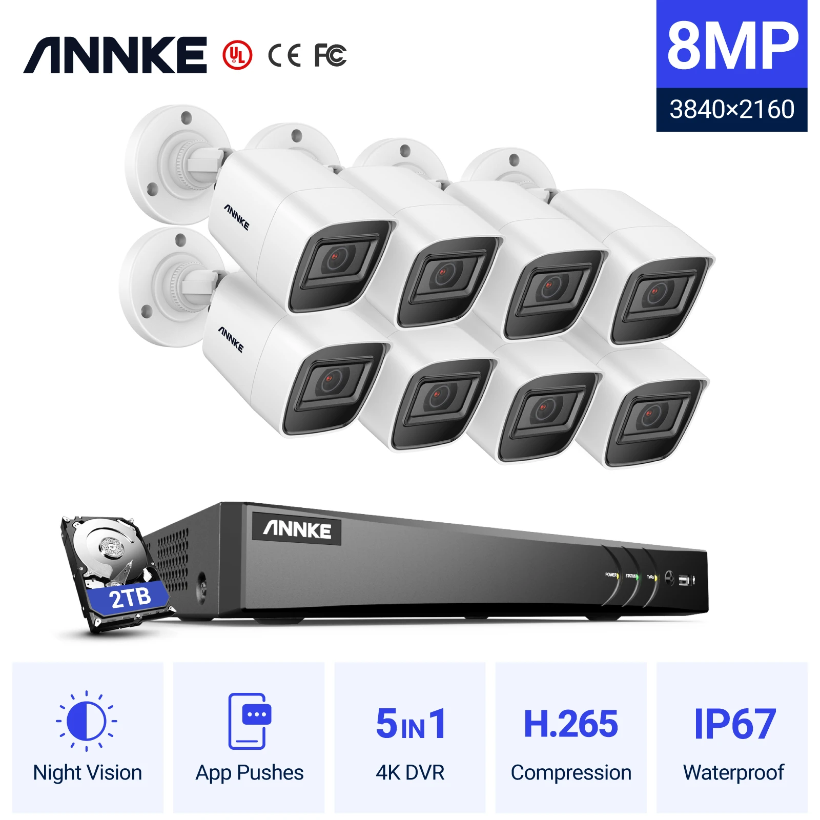 Annke 4k Ultra Hd 8ch Dvr Kit H.265 Cctv Camera Security System 8mp ...