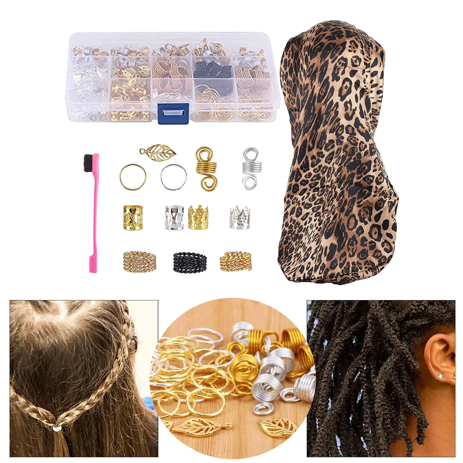 Hair Braid Rings Dreadlocks Beads Accessories Set Diy Gold And Silver ...