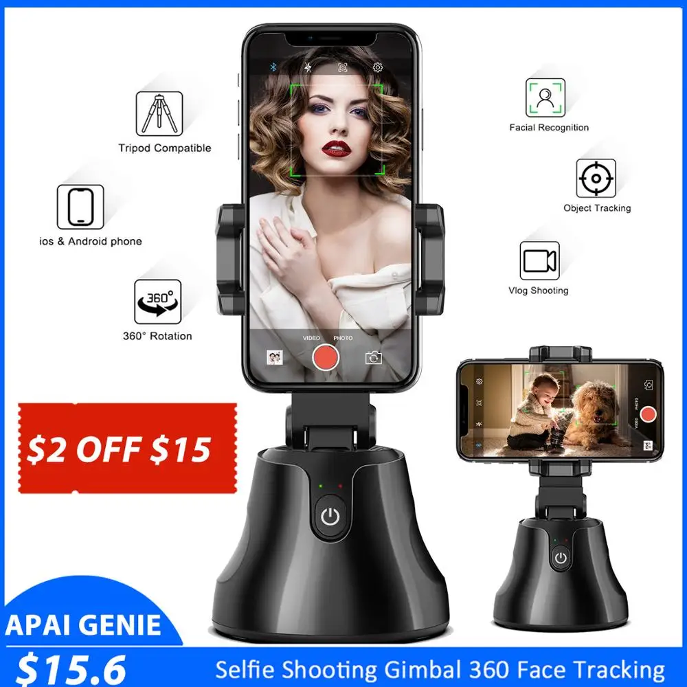 Smart Portable Selfie Stick,360°Rotation Auto Face Object Tracking ...