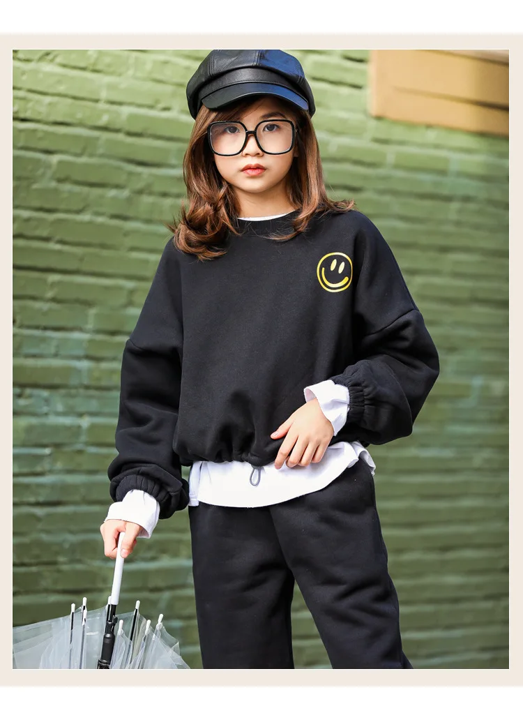 Girls Tracksuit 2021 Winter Fleece Thicken Kids Costume Children ...