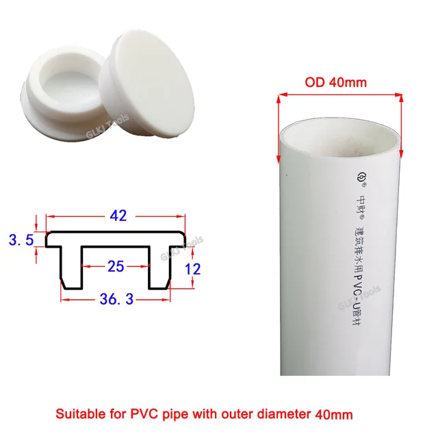 For 40mm - 200mm PVC Pipe / PVC Pipe Fittings Silicone Hole Caps Round ...