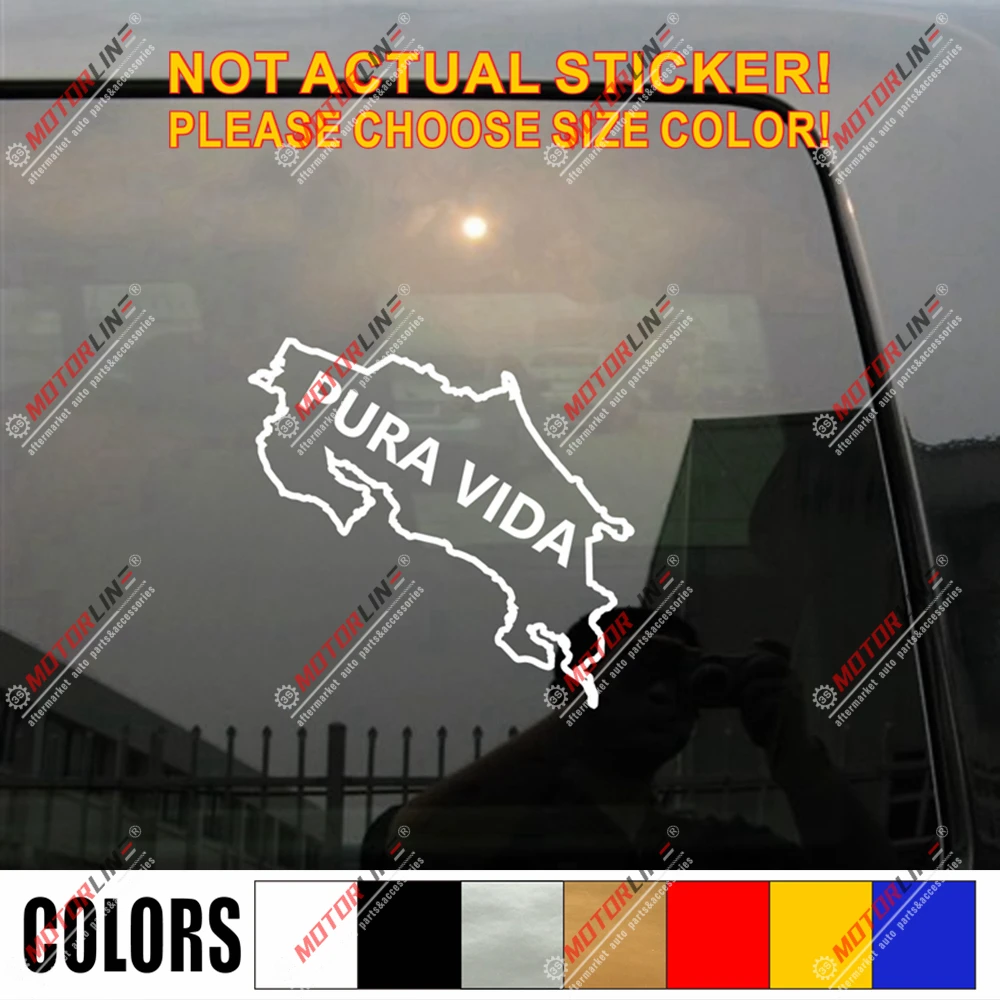 Costa Rica Map Outline Pura Vida Decal Sticker Car Vinyl Pick Size ...