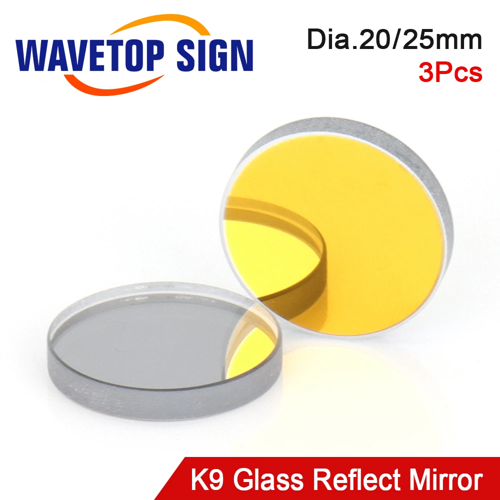 WaveTopSign K9 CO2 Laser Reflect Mirror D20 D25mm Glass With Golden ...