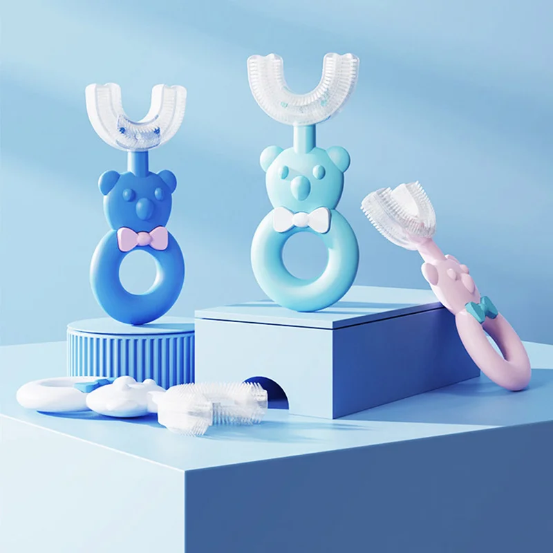 Kids Bear Toothbrush U Shape Infant Toothbrush Care Cleaning Brush For ...