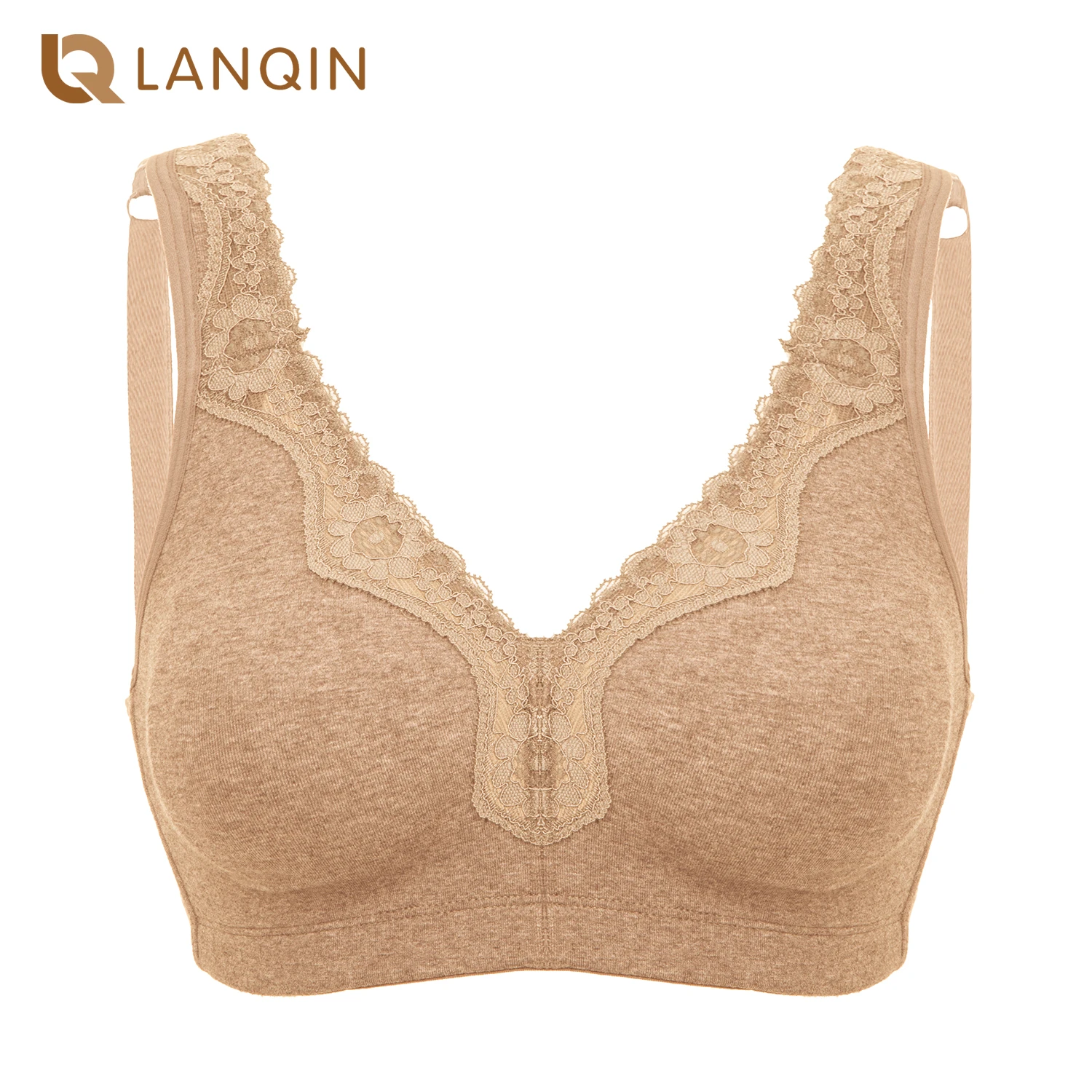 Full Coverage Wire-Free Non-Foam Comfort Lace Cotton Bra For Women ...