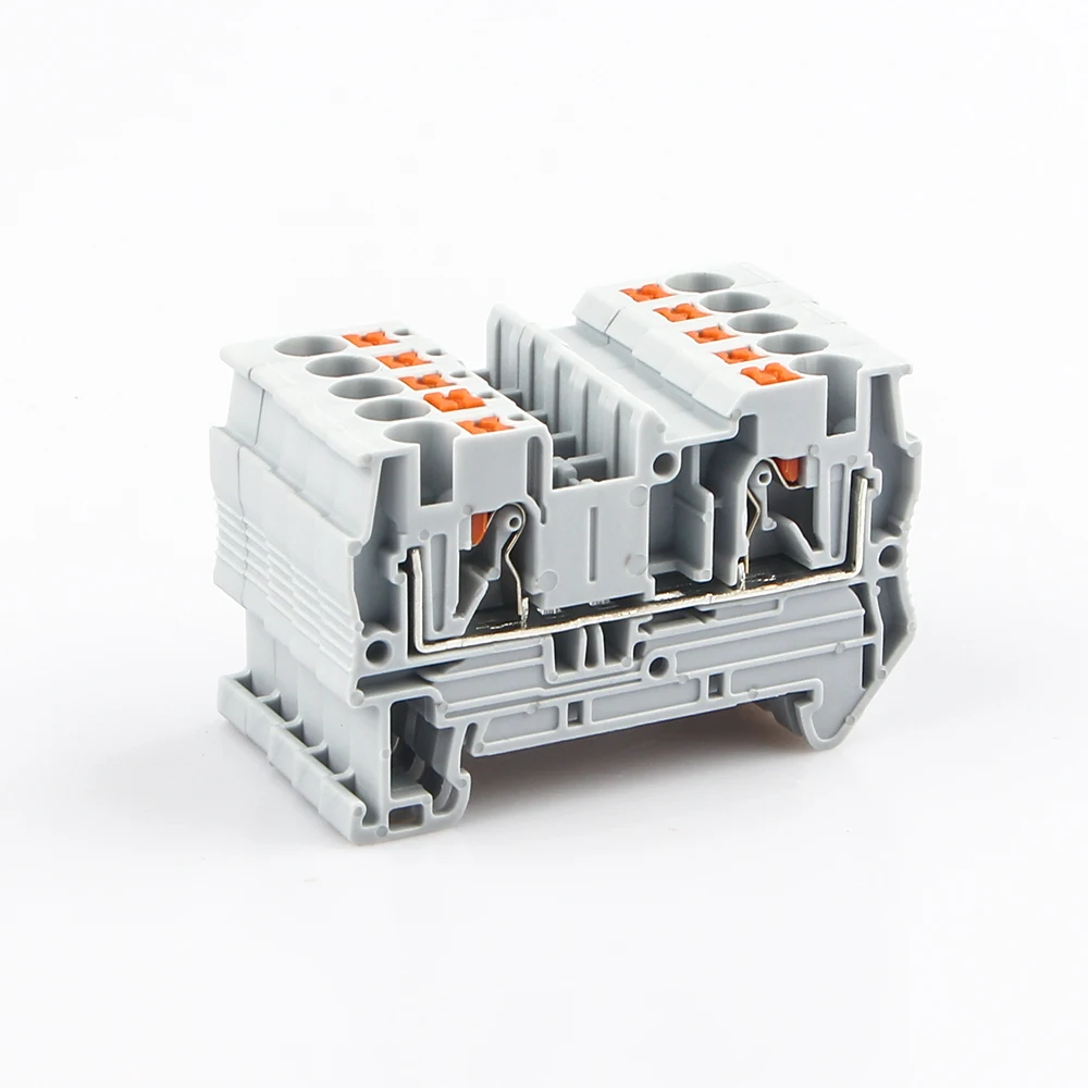 Terminal Block 10Pcs PT 4 Wiring Connectors Push In Din Rail Mounted ...