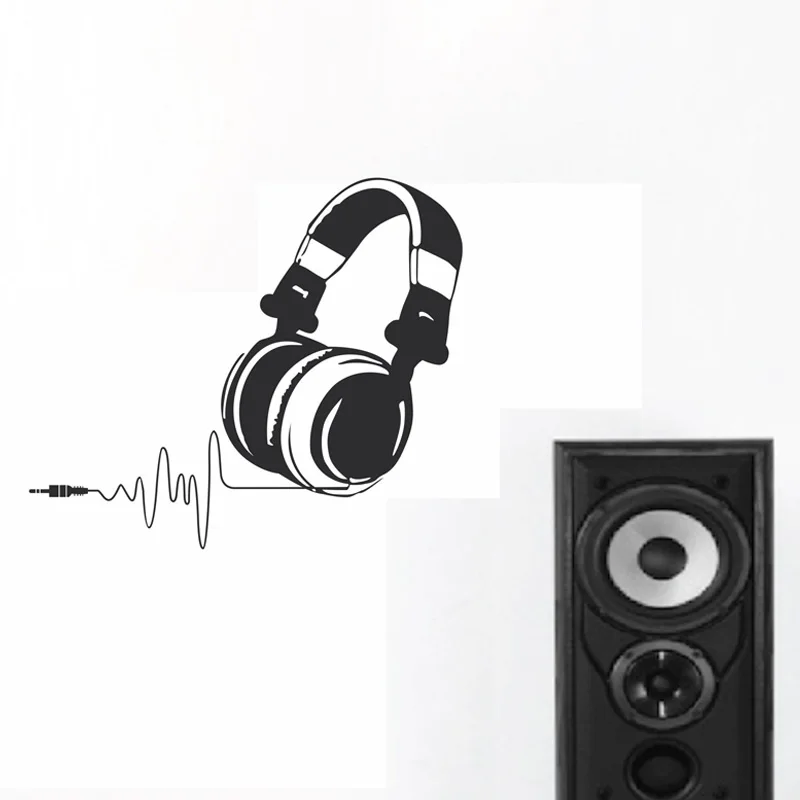 Hot Vinyl Wall Decals Dj Headphones Audio Music Pulse Decal Art Mural ...