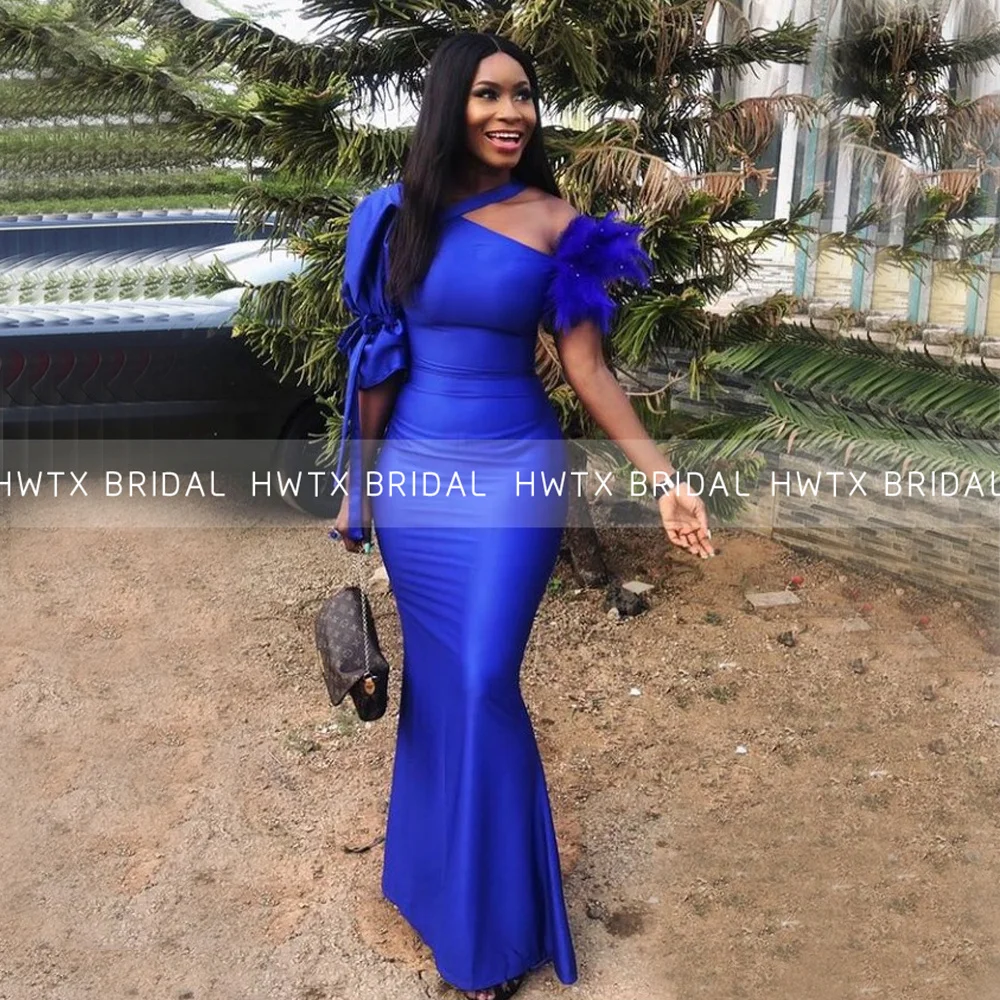 Chic Feathers Streamer Mermaid Prom Dress With Sleeves Nigeria African ...