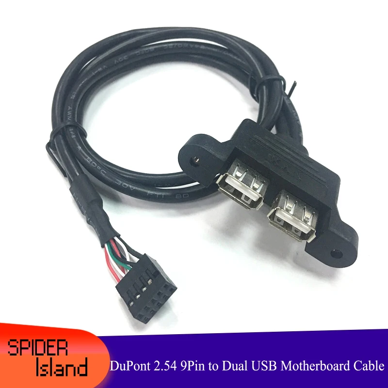 Dupont 2.54mm to Dual USB2.0 Screw Motherboard USB Connector Extension ...
