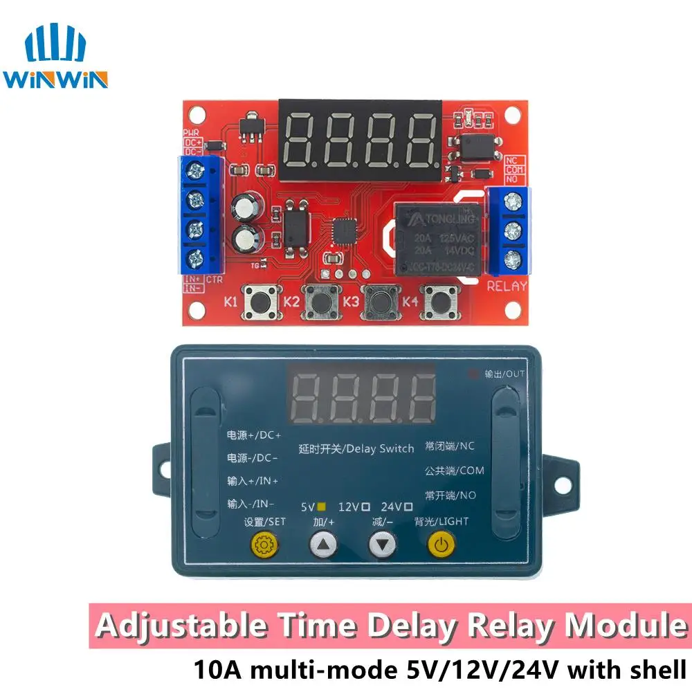 DC-5V-12V-24V-10A-Adjustable-Time-Delay-Relay-Module-with-Case-32-Modes ...
