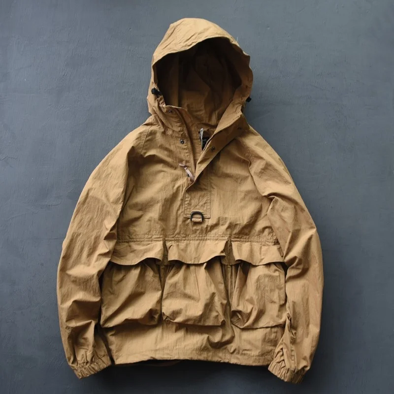 AMEKAJI Hooded Pullover Jacket Casual Loose Work Coat Men's Assault ...