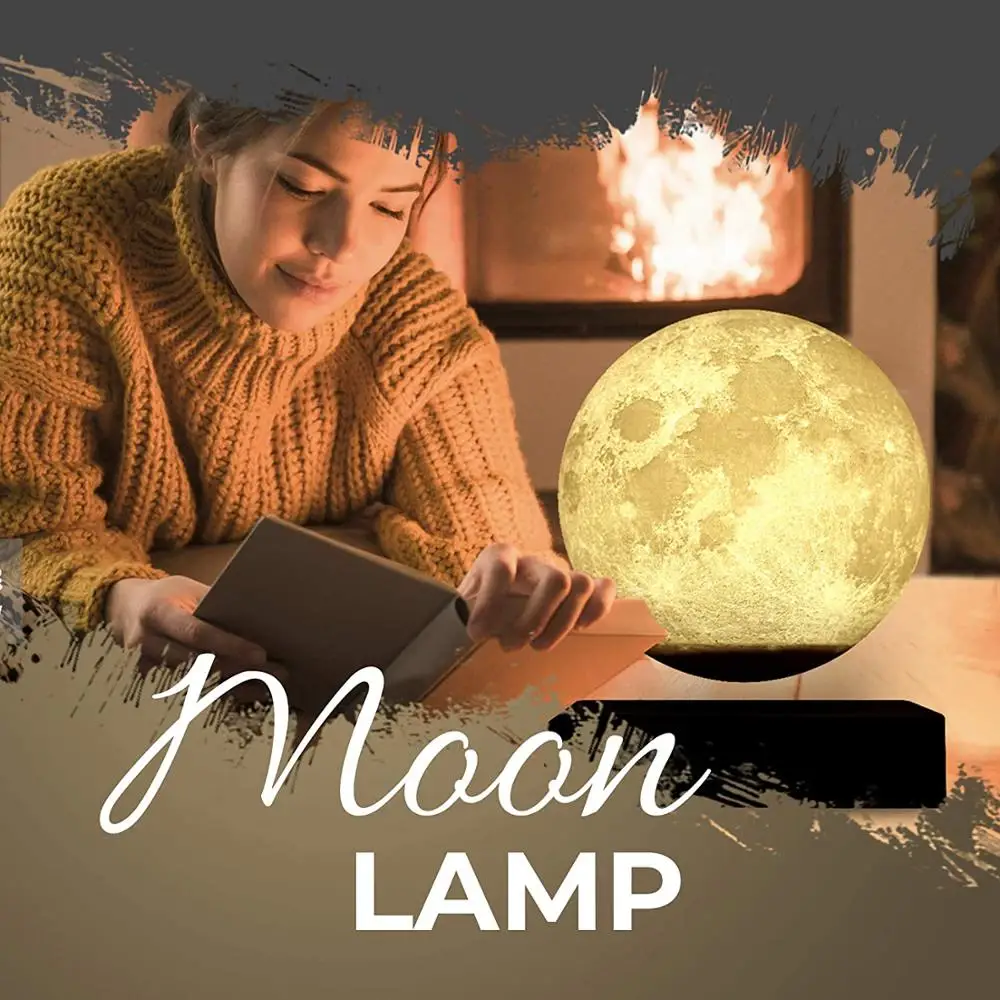 Moon Lamp Creative 3d Print Magnetic Levitation Led Night Light ...