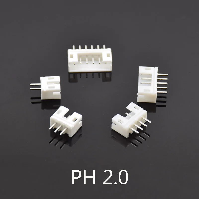 50pcs/Lot PH2.0 Pins Header Connector 2P 3P 4P 5P 6Pin 2mm Pitch For PCB jst straight pins