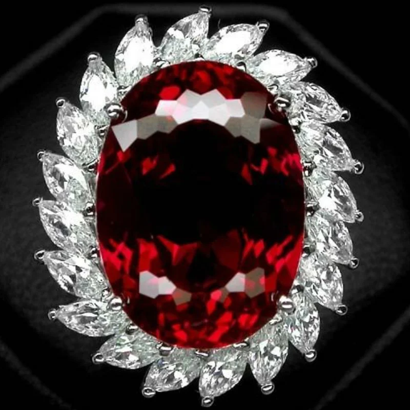 Luxury Women Jewelry Red Zircon Bridal Rings for Wedding Engagement ...