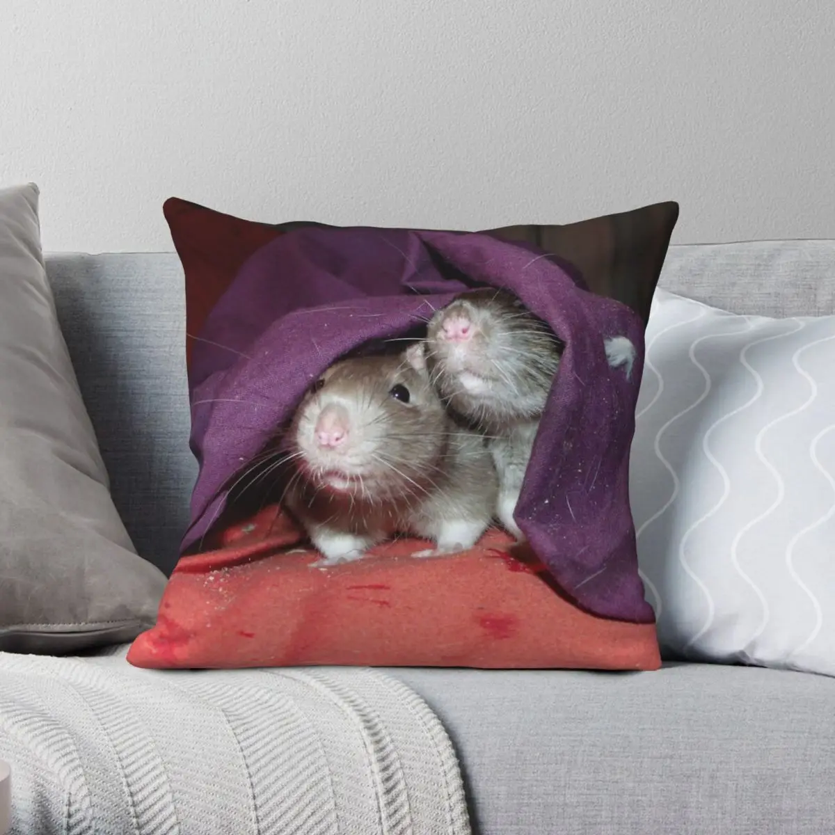 Hidden Rats Pillowcase Polyester Linen Velvet Creative Zip Decor Throw ...