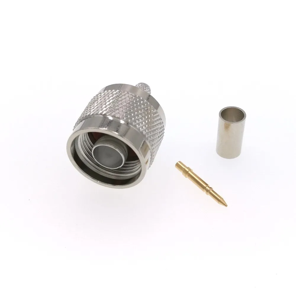 N Male Plug Crimp Rf Connector For Rg58 Rg142 Rg400 Lmr195 Cable Zinc ...