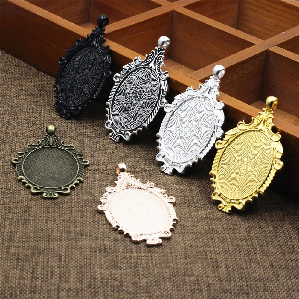 Cabochon Base Setting Bezel Tray Charm Pendants - Fit 30x40mm Oval ...