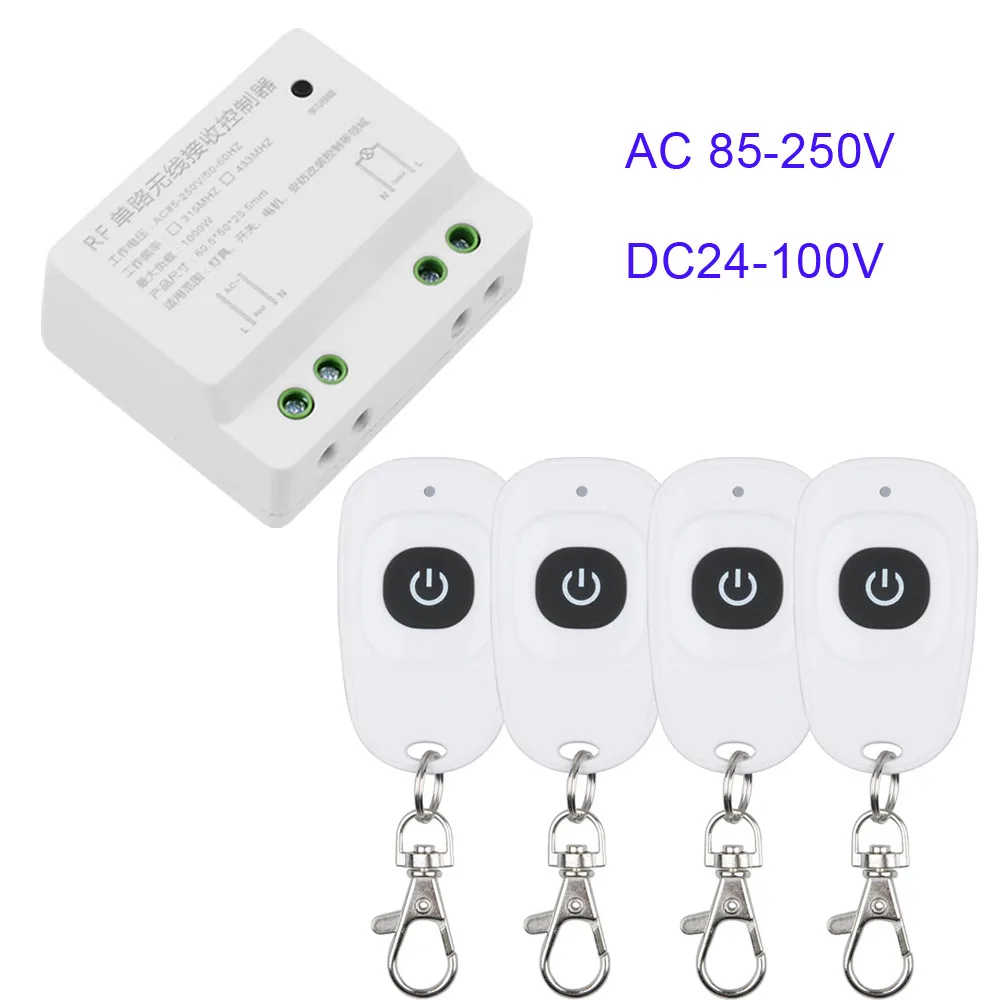 AC-110-V-220-V-1-CH-White-Black-Remote-Control-Switch-Receiver-Wireless ...