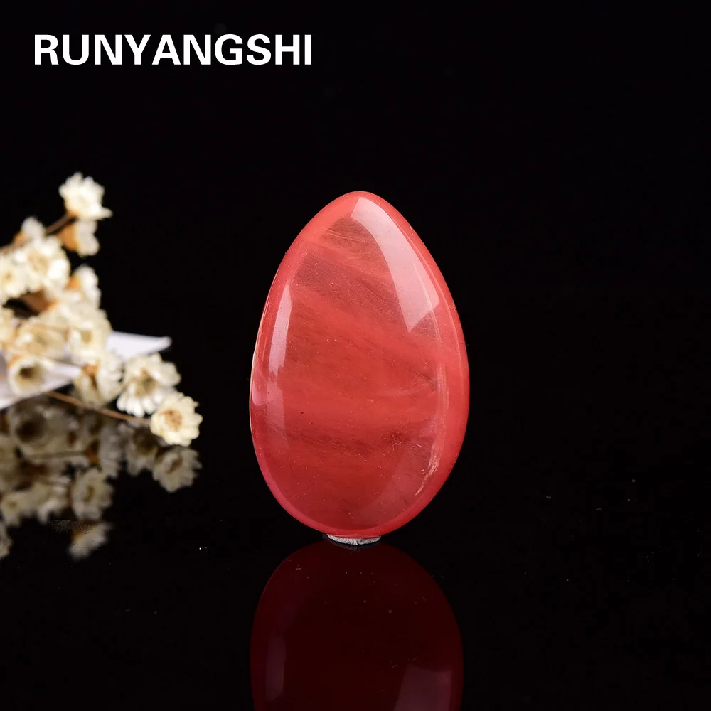 Runyangshi 1pc Artifical quartz Shape of water drop Red smelt quartz ...