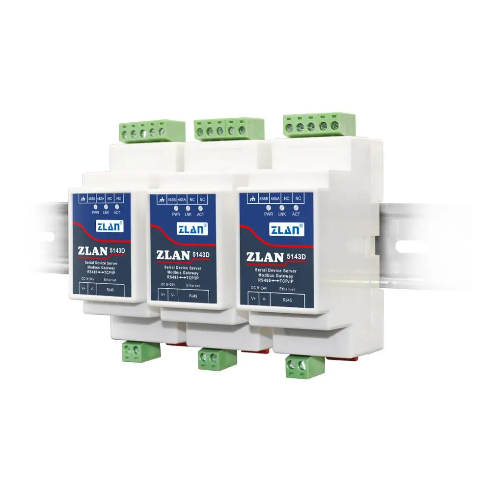 ZLAN5143D Din Rail RS485 Serial port to TCP/IP Ethernet RJ45 Converter LAN Modbus RTU to Modbus ...
