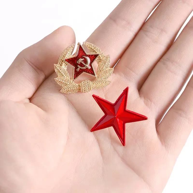 Retro Soviet Communist Brooch Red Star Hammer Sickle Enamel Pins for ...