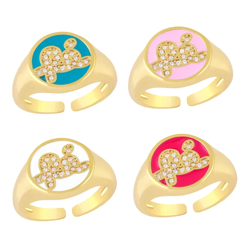 Flola-banhado-a-ouro-criativo-redondo-fe-carta-an-is-para-mulher-cobre ...