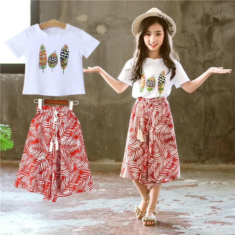 Children Clothing Summer Girls Clothes Sets Cotton Print Kids Short ...