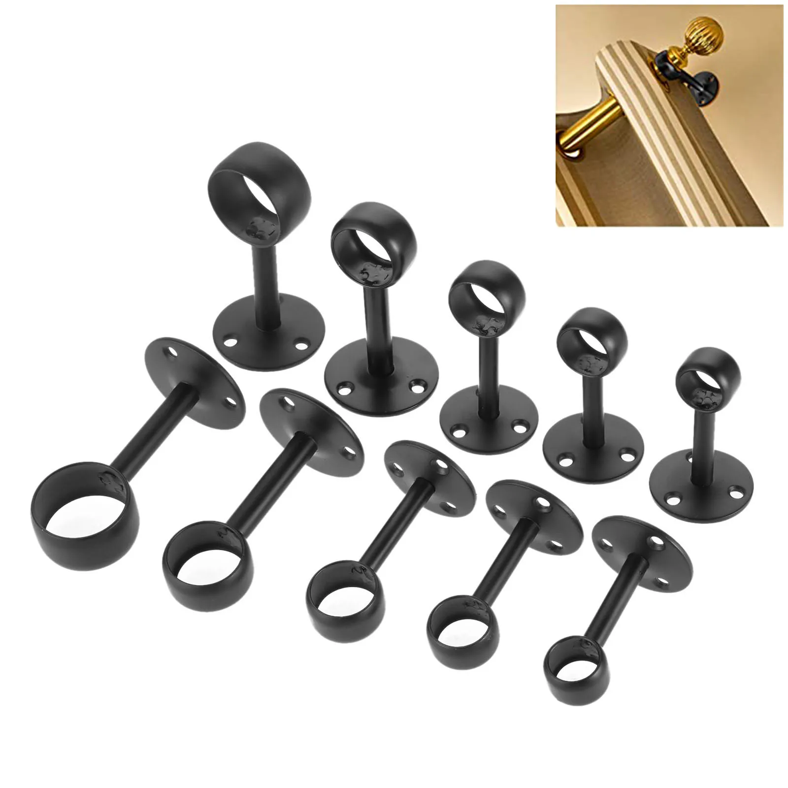 2pcs Stainless Steel Flange Rod Holder Ring Closet Pole End Support ...