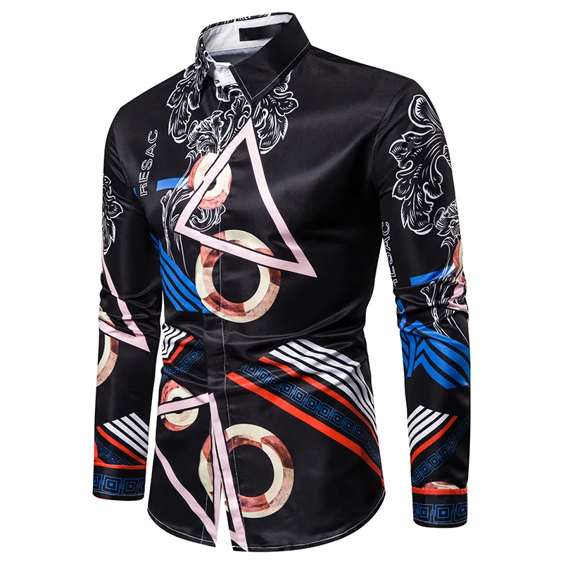 Леопардовый принт мужские рубашки с длинным рукавом Уличная одежда ...