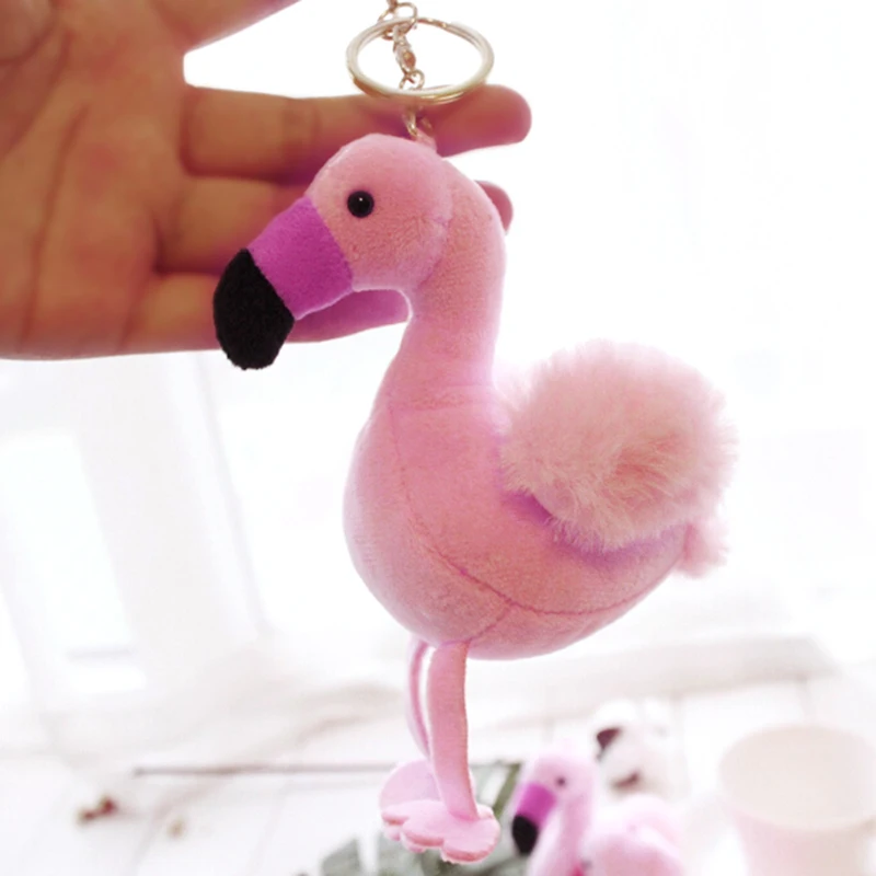 Fluffy-Flamingo-Keychain-Pom-Car-Pendant-Key-Ring-Holder-Pompom-Woman ...