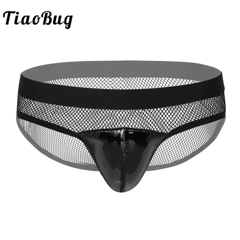 Men Sheer Fishnet Splice See Through Bikini Briefs Low Waist Black ...