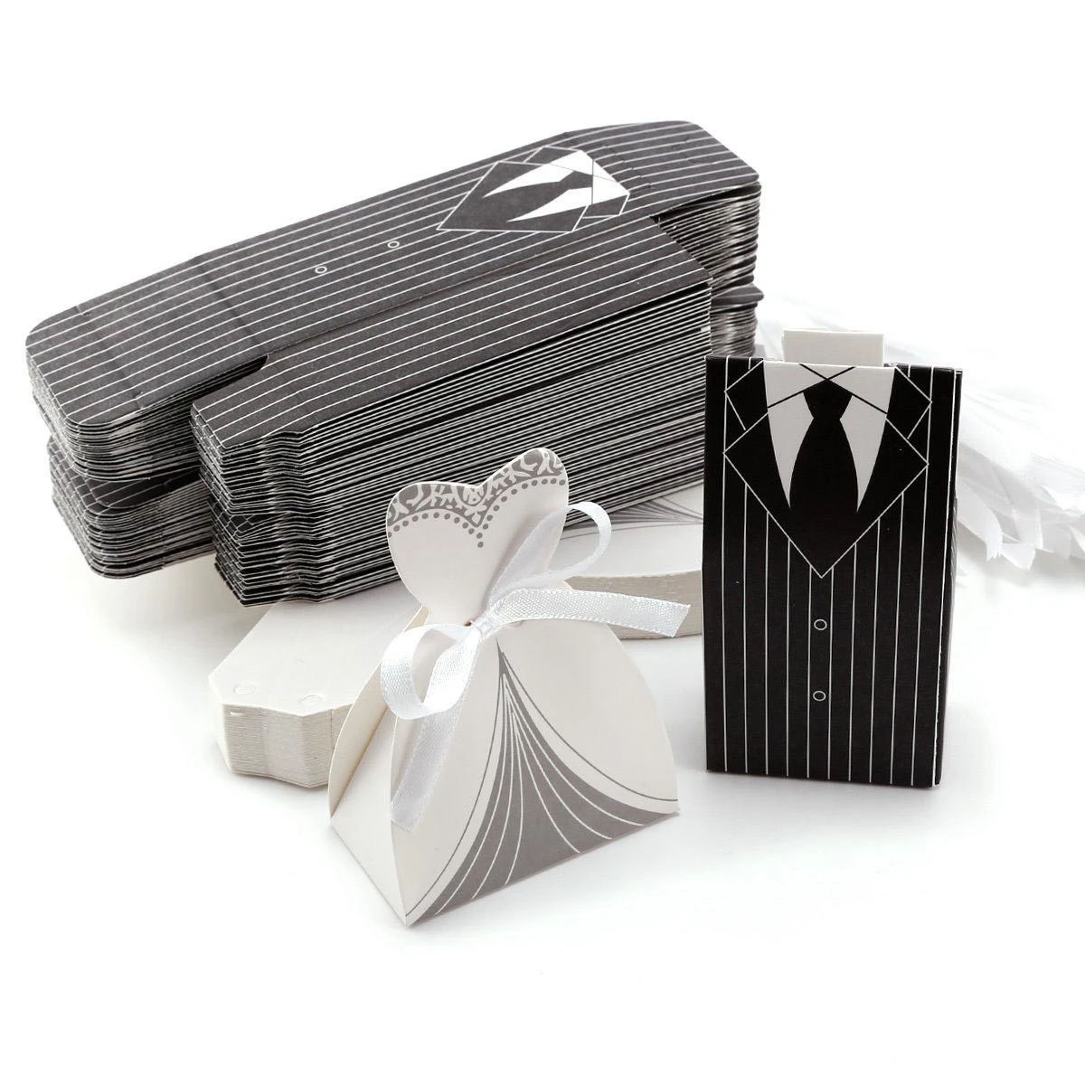 10pcs/lots Bride And Groom Wedding Candy Box Dresses Favor Gifts Boxes ...