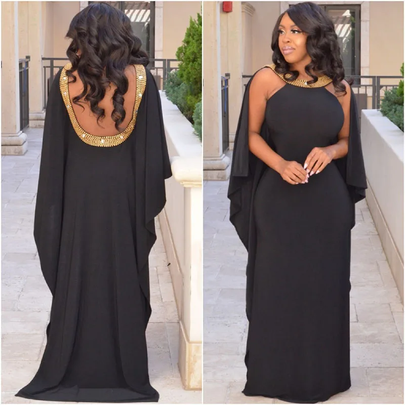 Plus Size Dubai Evening Dress Scoop Hijab Muslim Beaded Black Red ...
